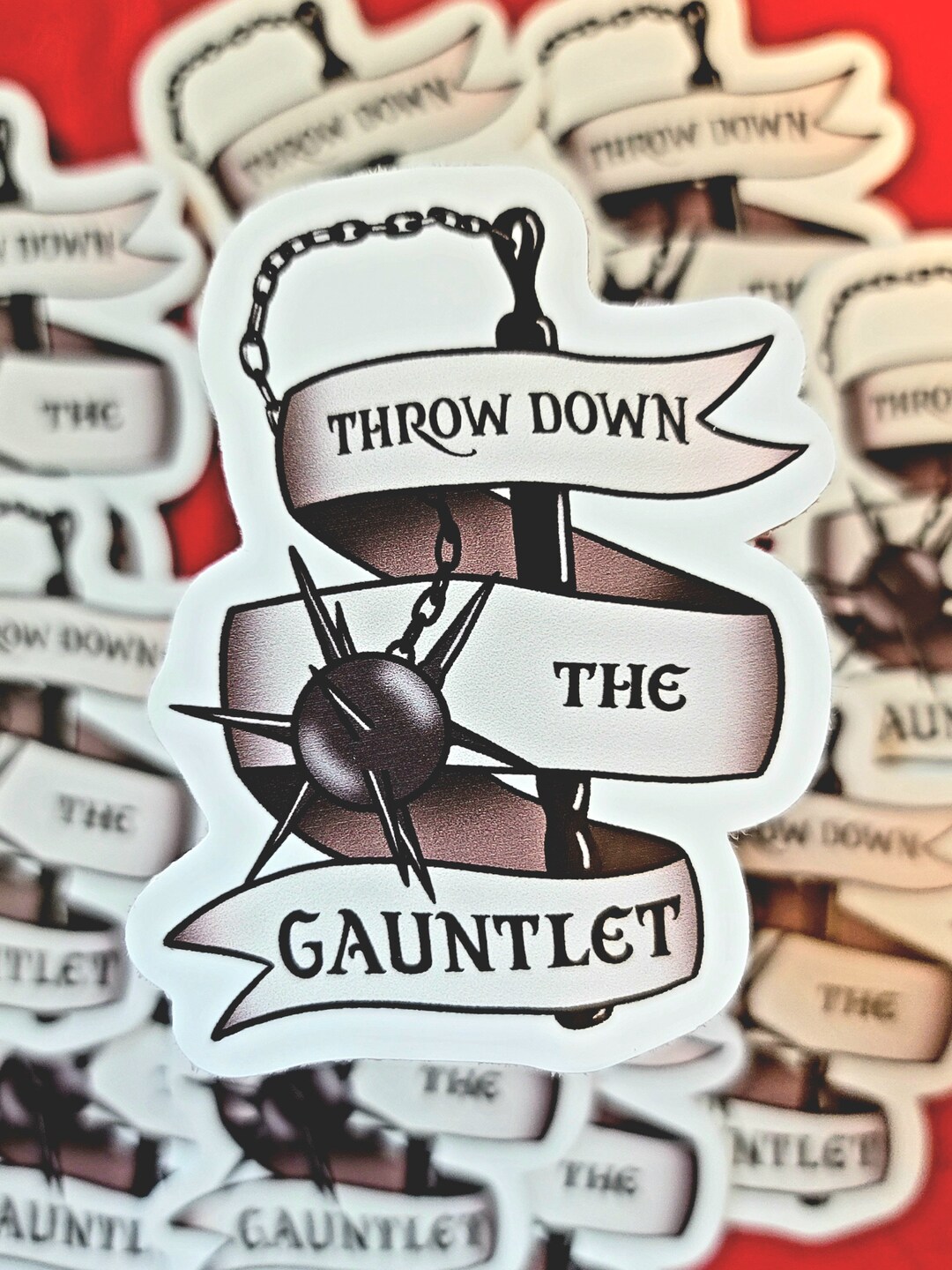 Throw Down the Gauntlet, Glossy Waterproof Vinyl Sticker, Medieval ...