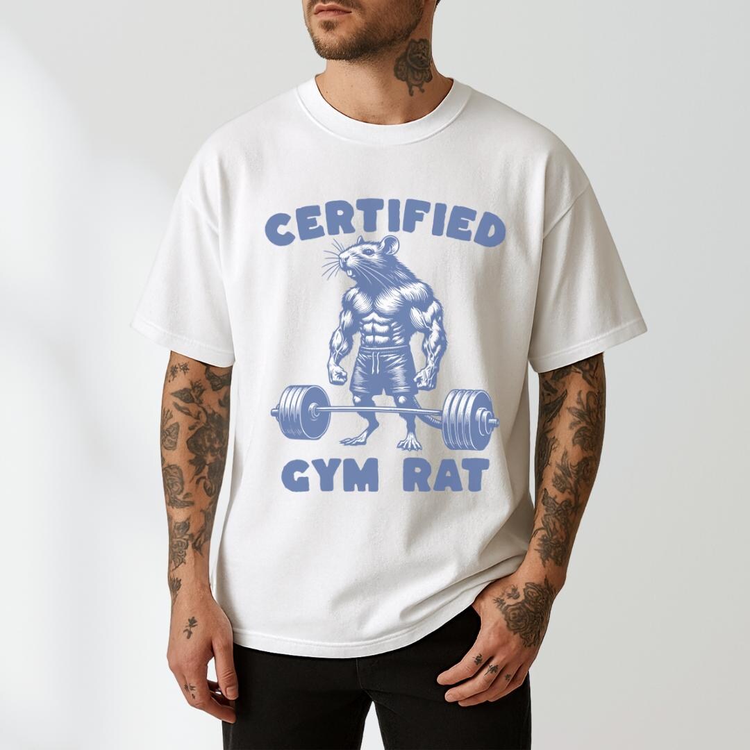 Certified Gym Rat Funny Vintage 90s Style T-shirt, Retro Gym Graphic ...