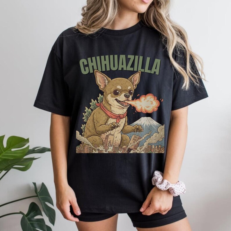 Funny Chihuahua Godzilla Shirt, Vintage Comic Monster Tee, Weird Shirt ...