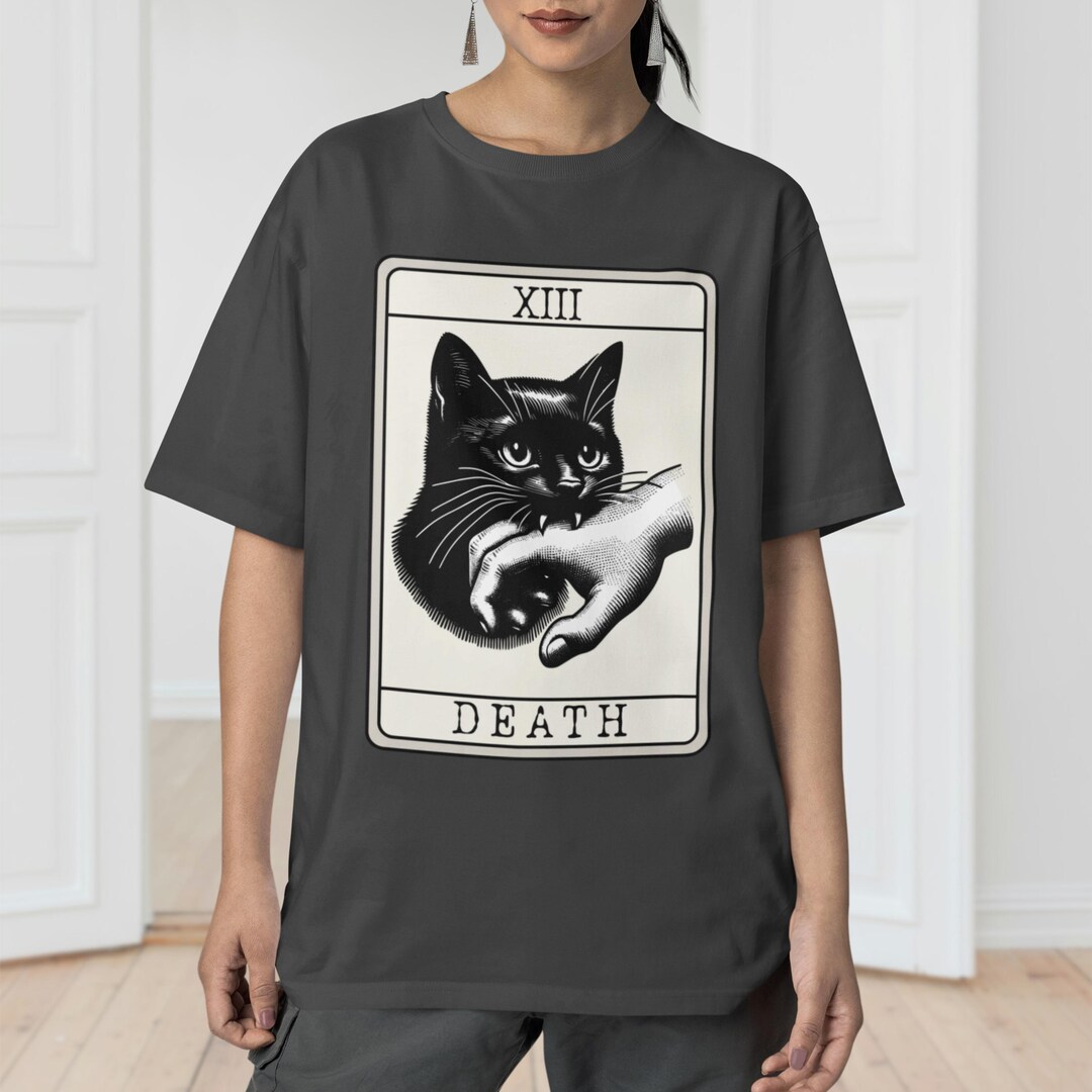 Black Cat Tarot Shirt, Tarot Shirt, Gothic Cat Shirt, Death Card XIII ...
