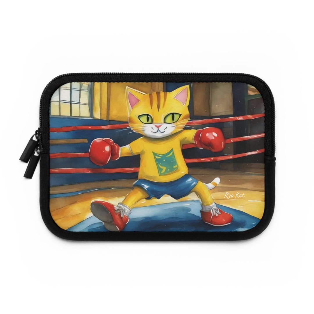 BOXING CAT Art Painting Boxer Cute Original Draw Ryo Kat Laptop Sleeve ...