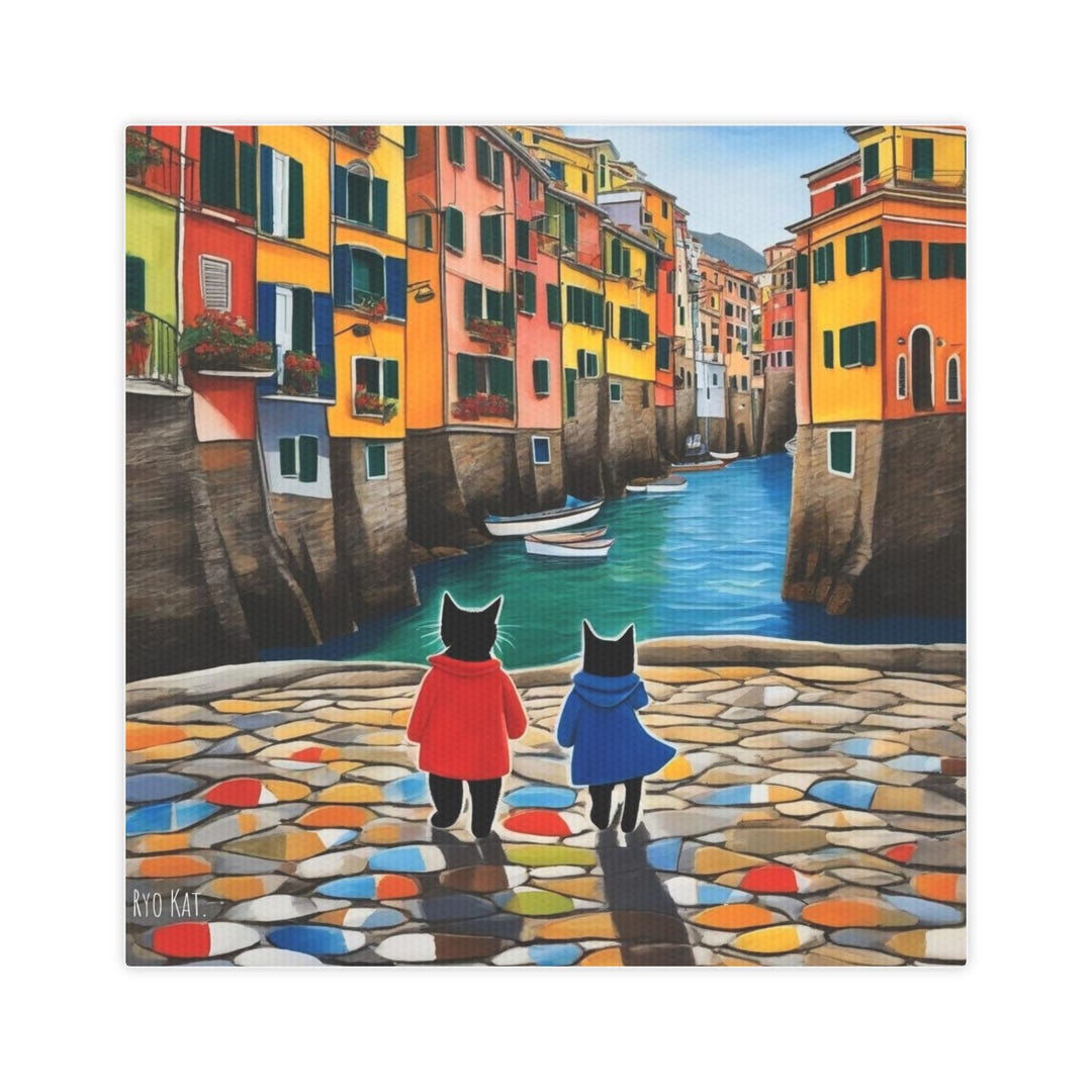 CATS in VENICE Cat Art Travel Picture Painting Beautiful Cute Brothers ...