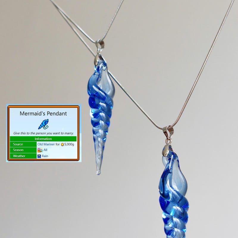Blue Glass Shell Pendant - Etsy UK