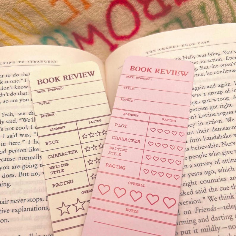 Printable Book Review Bookmarks: Pink & Beige (PDF) - Etsy