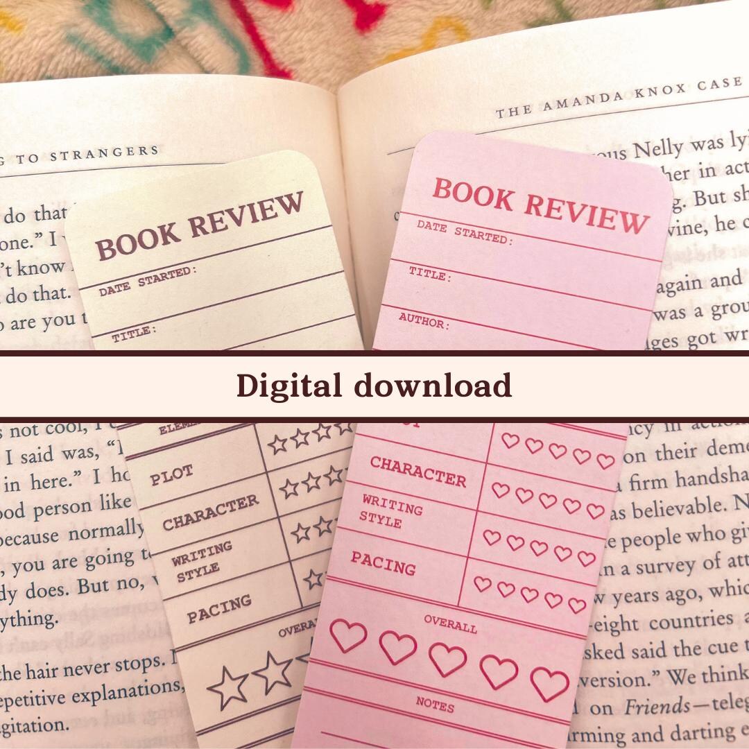 Printable Book Review Bookmarks: Pink & Beige (PDF) - Etsy