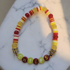 Kansas City Chiefs Clay Bead Sparkle Bracelet Red White Yellow for ...