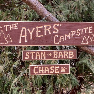 CAMPER, CAMPING,RV Campsite Personalized Carved Wood Sign Set. Hang It ...