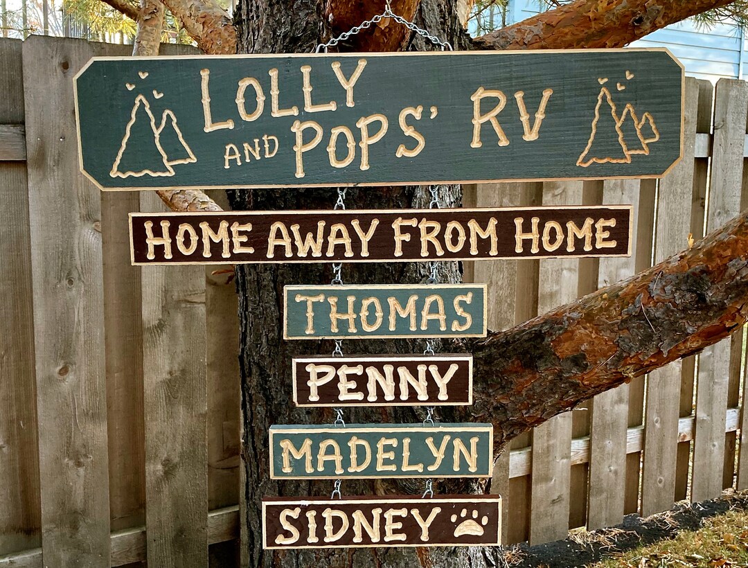 RV, CAMPER, CAMPING, Campsite Personalized Carved Cedar Wood Sign Set ...