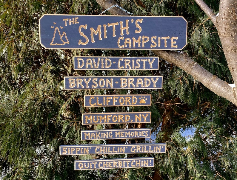 CAMPER, CAMPING,RV Campsite Personalized Carved Wood Sign Set. Hang It ...