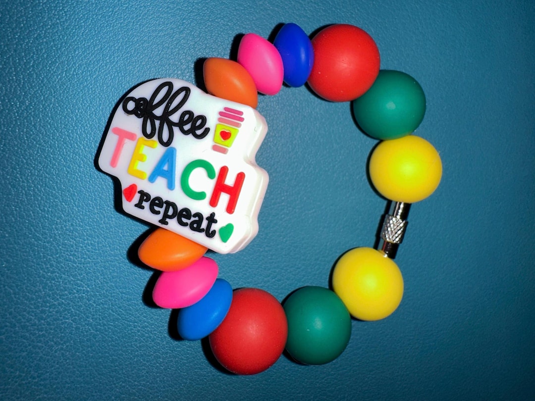 Custom Beaded Cup Charm Colorful Coffee Teacher Red Blue Yellow Green ...