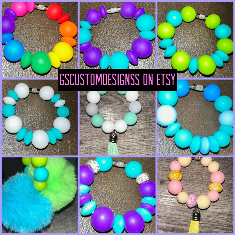 Dark Purple and Turquoise Beaded Silicone Stanley Charm - Etsy
