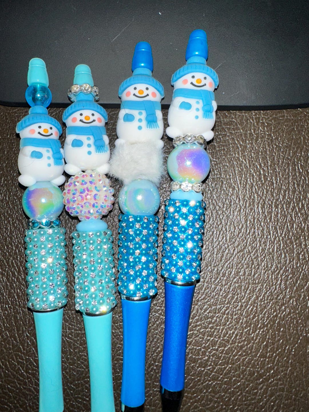Beaded Pen: Blue Winter Snowman Christmas Theme - Etsy