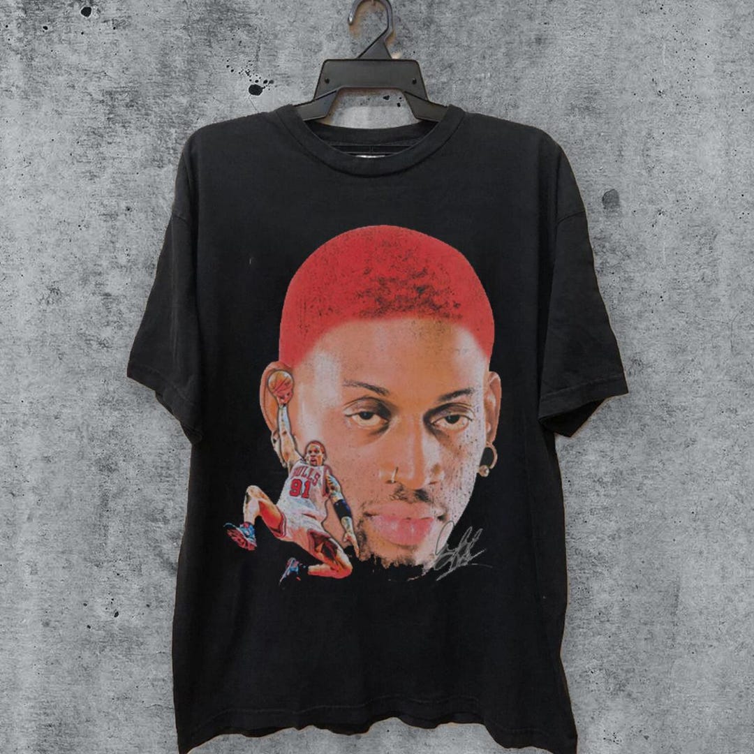 Vintage 90s DENNIS RODMAN Big Face Slam Dunk Tee Shirt Homage Retro ...