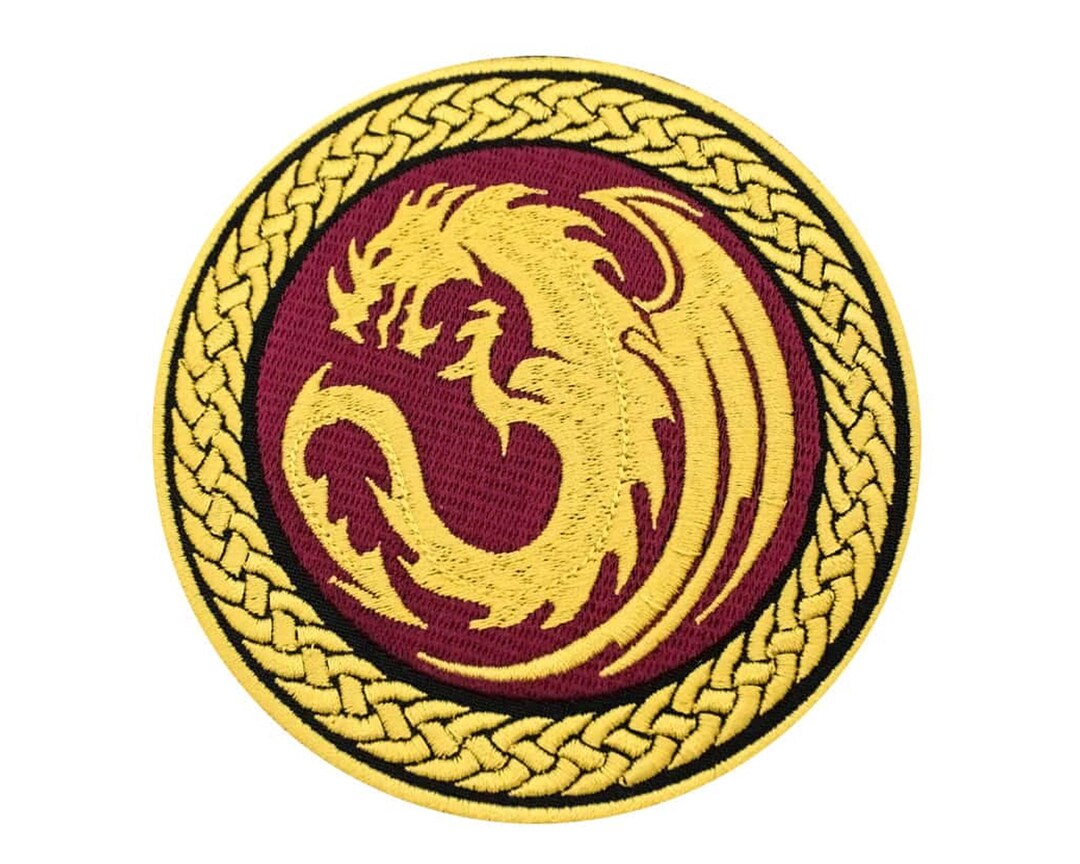 Celtic Golden Dragon Patch, Celtic Dragon Patch, Celtic Gold Signs Embroidery, Celtic Iron on ...