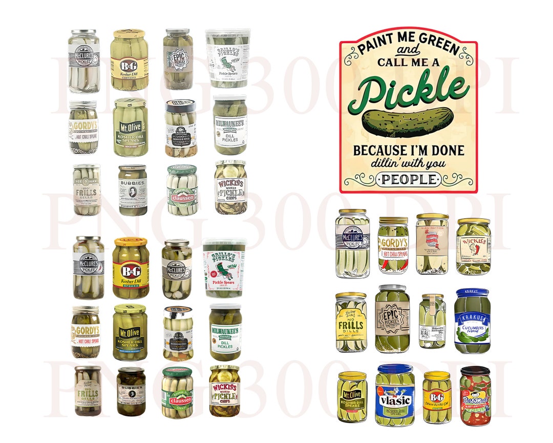4 Canned Pickle Png, Pickle Lover Design, Vintage Canned Pickles Png ...
