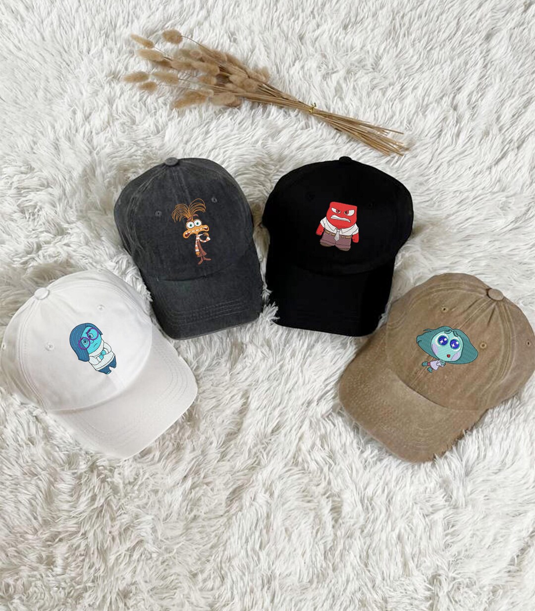 Inside Out Character Embroidered Hat, Anger/sadness/fear/anxiety Hat ...