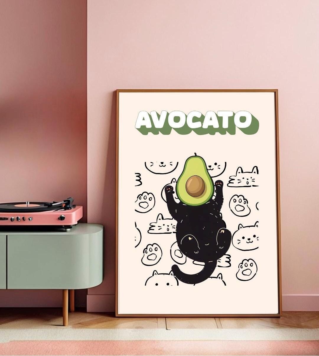 Avocato Cat Art Print: Funny Avocado Cat Illustration (digital Download ...