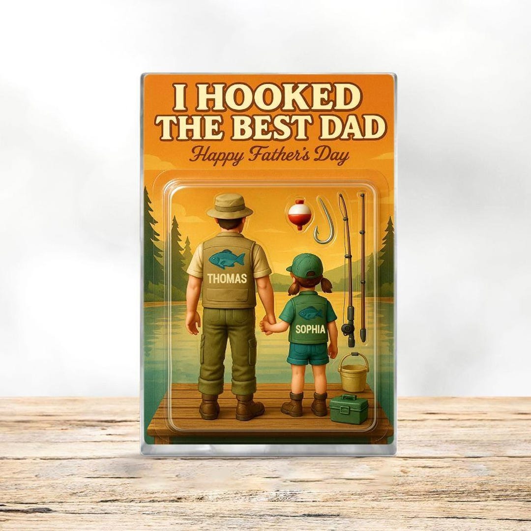 Father's Day Gift for Dad, Hooked the Best Dad Fishing, Custom Figure ...
