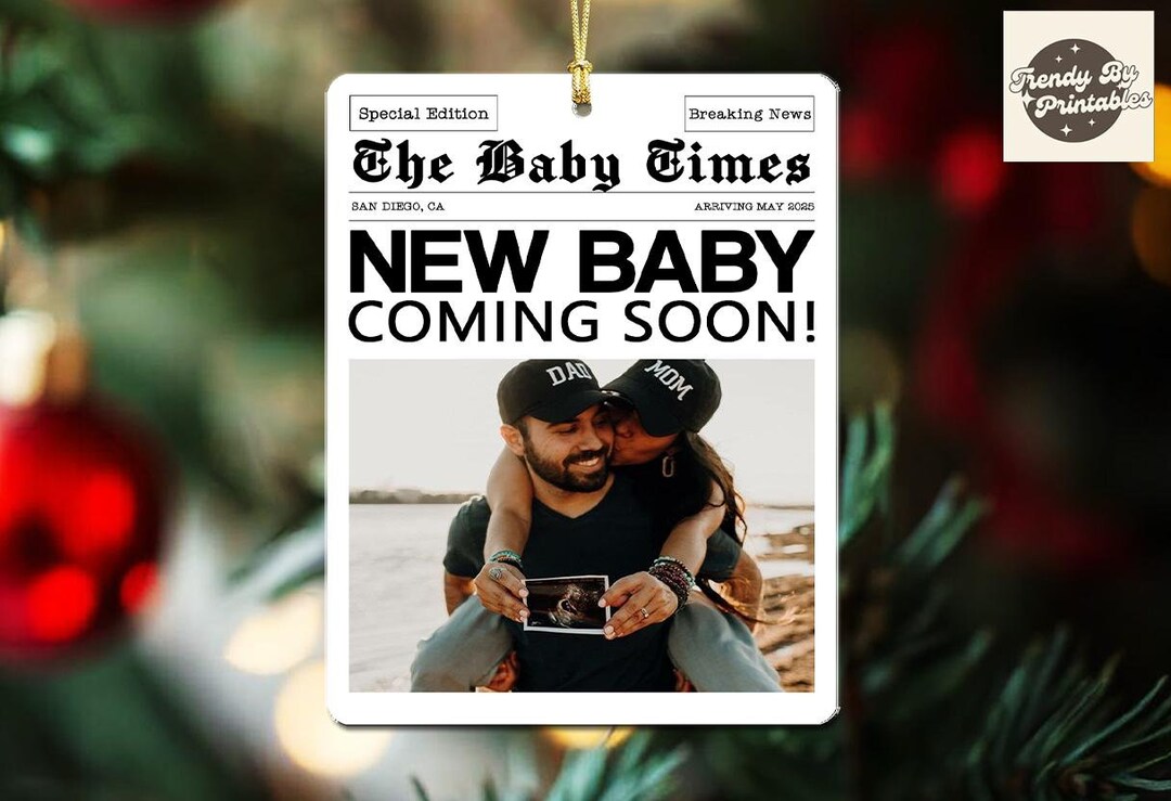 The Baby Times Ornament, Custom Photo Ornament, Baby on the Way ...