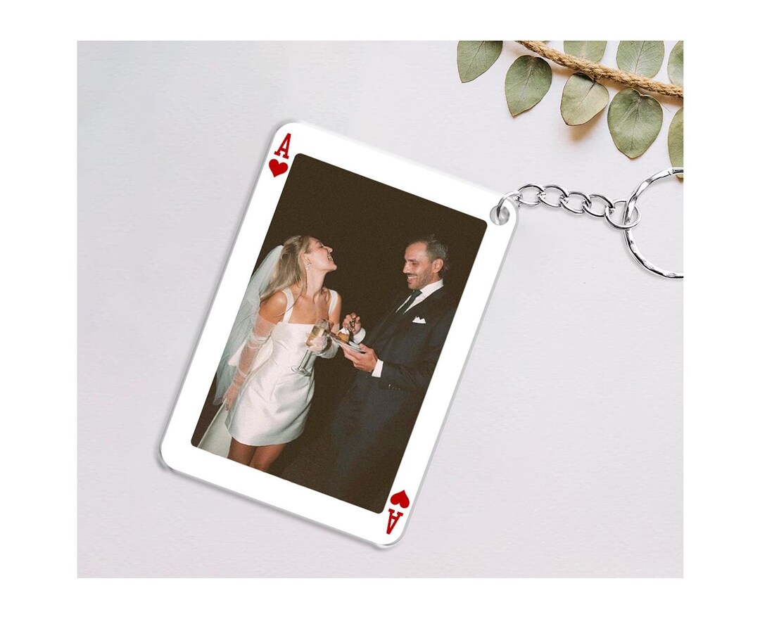 Custom Couple Keychain, Playing Card Keyring, Personalized Couple Photo ...
