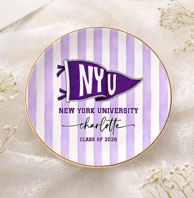 Personalized School Pennant Flag Ring Dish, Graduation Gift, College ...