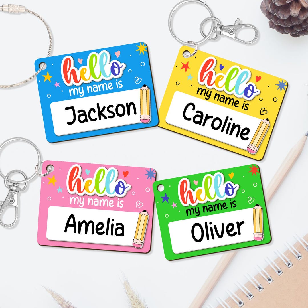 Personalized Kids Name Tag Back to School, Cute Backpack Name Tag ...