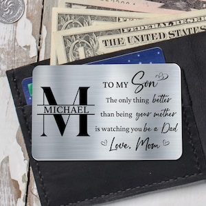 Mother to Son Wallet Card, Father's Day Gift for Son, Custom to My Son ...