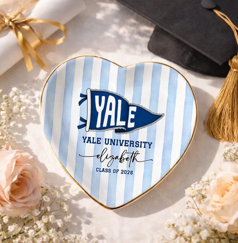 Personalized School Pennant Flag Ring Dish, Graduation Gift, College ...