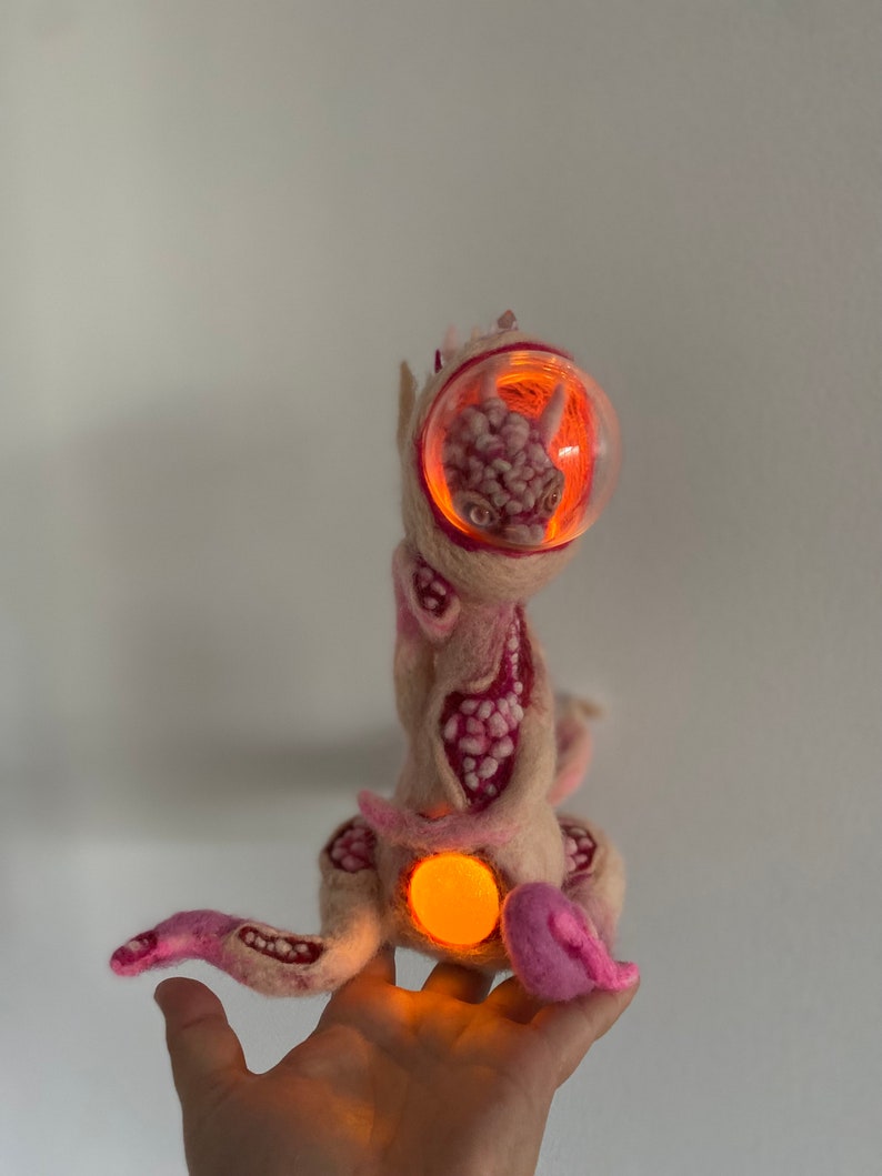 Creepy Alien Felt Sculpture With Lights, Needle Felted Weird Art Doll ...