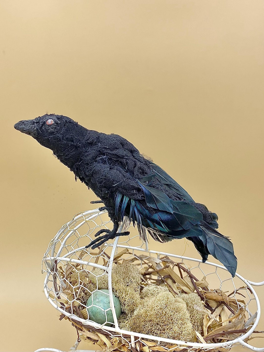 Black Bird Raven Sculpture, Blind Crow Textile Art, Black Lace Goth ...