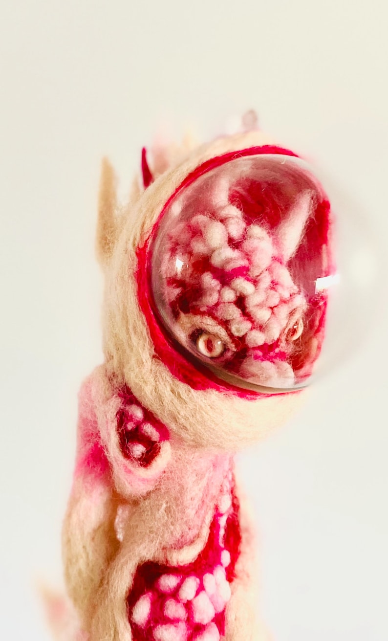 Creepy Alien Felt Sculpture With Lights, Needle Felted Weird Art Doll ...