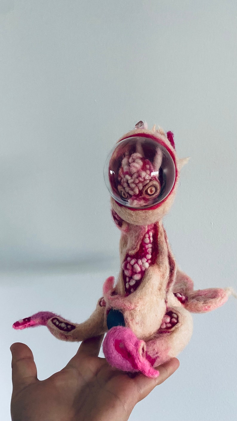 Creepy Alien Felt Sculpture With Lights, Needle Felted Weird Art Doll ...