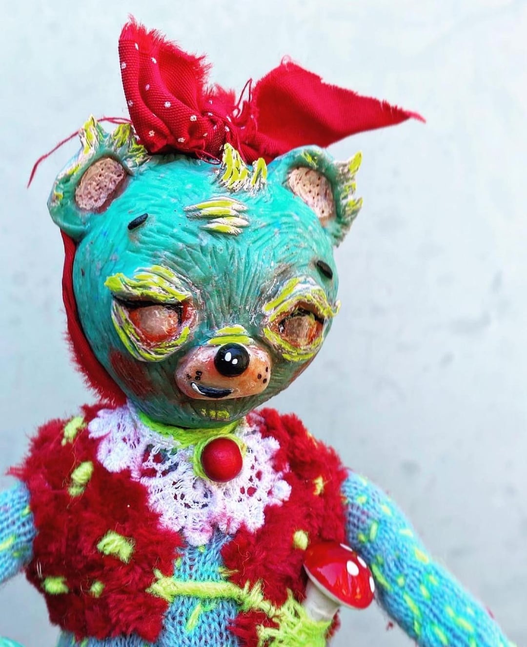 Blue Bear Art Doll, Artist Made Posable Polymer Clay Creepy Cute Bear ...