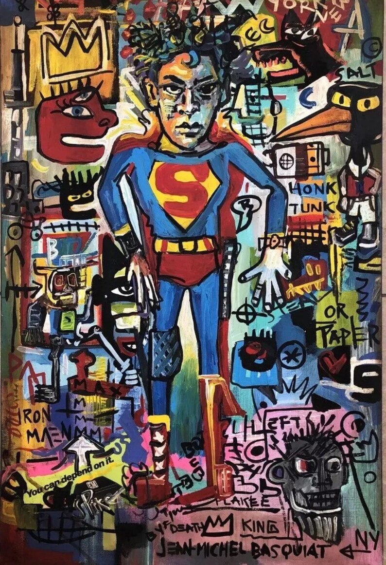 Jean Michel Basquiat - Oil on Canvas, Signed, Artwork - Etsy