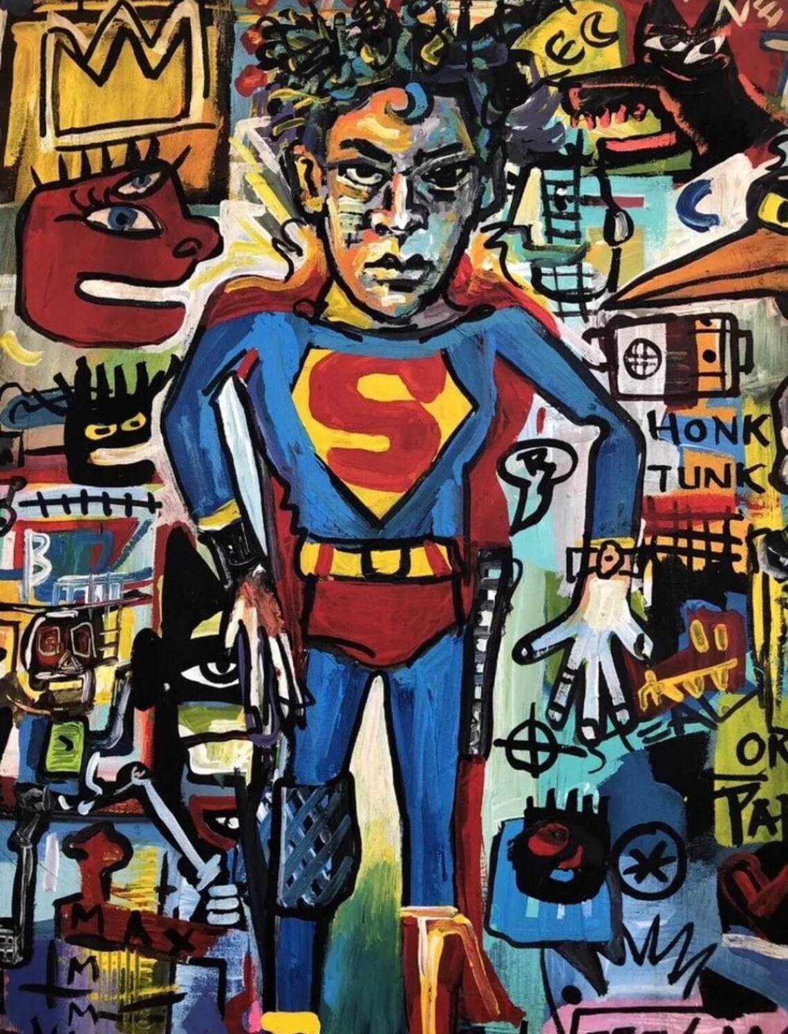 Jean Michel Basquiat - Oil on Canvas, Signed, Artwork - Etsy