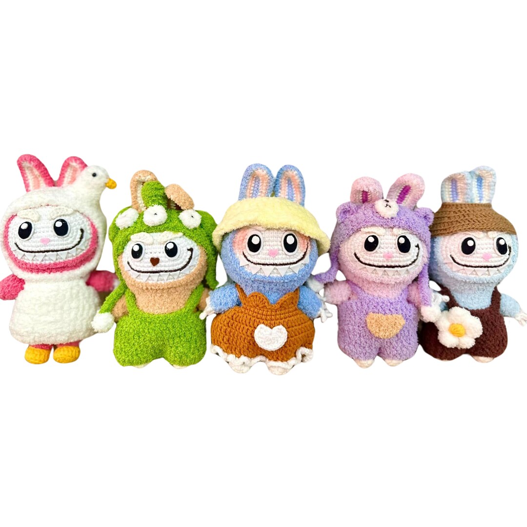 Combo 5 Labubu Amigurumi Doll Handmade Labubu Crochet Doll Gift for ...