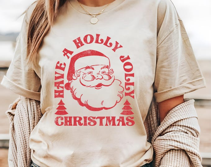 Retro Santa Tee, Santa Tee, Vintage Graphic Tee, Merry Christmas Shirt ...