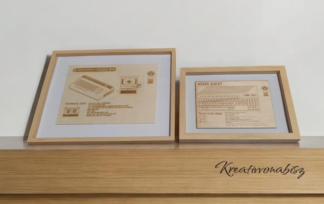 Picture Frames, Wood Engraved, Amiga, Atari, Computers, Commodore ...