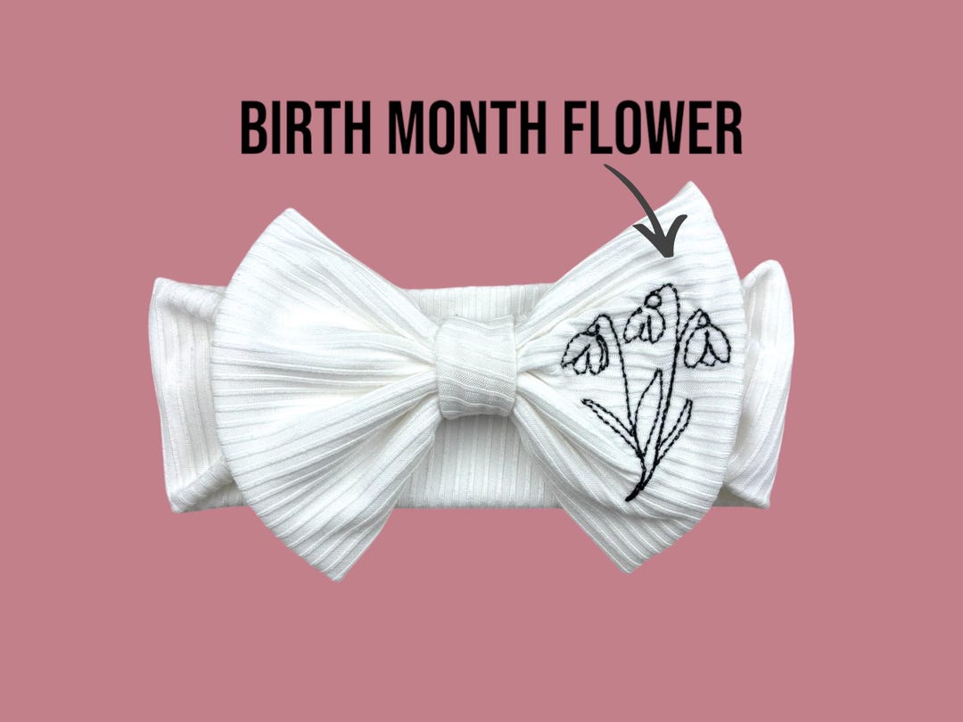 Personalized Birth Month Flower Bow Headband: Baby Girl Gift - Etsy
