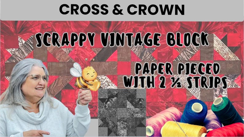 Cross and Crowns Paper/foundation Pieced Quilt Block - Please See ...