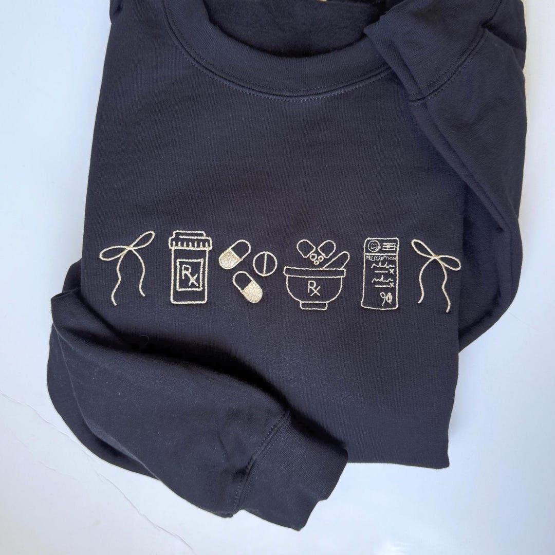 Pharmacy Icon Crewneck| Pharmacist Icons Sweatshirt | Embroidered ...