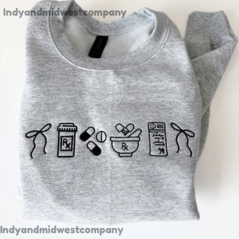 Pharmacy Icon Crewneck| Pharmacist Icons Sweatshirt | Embroidered ...
