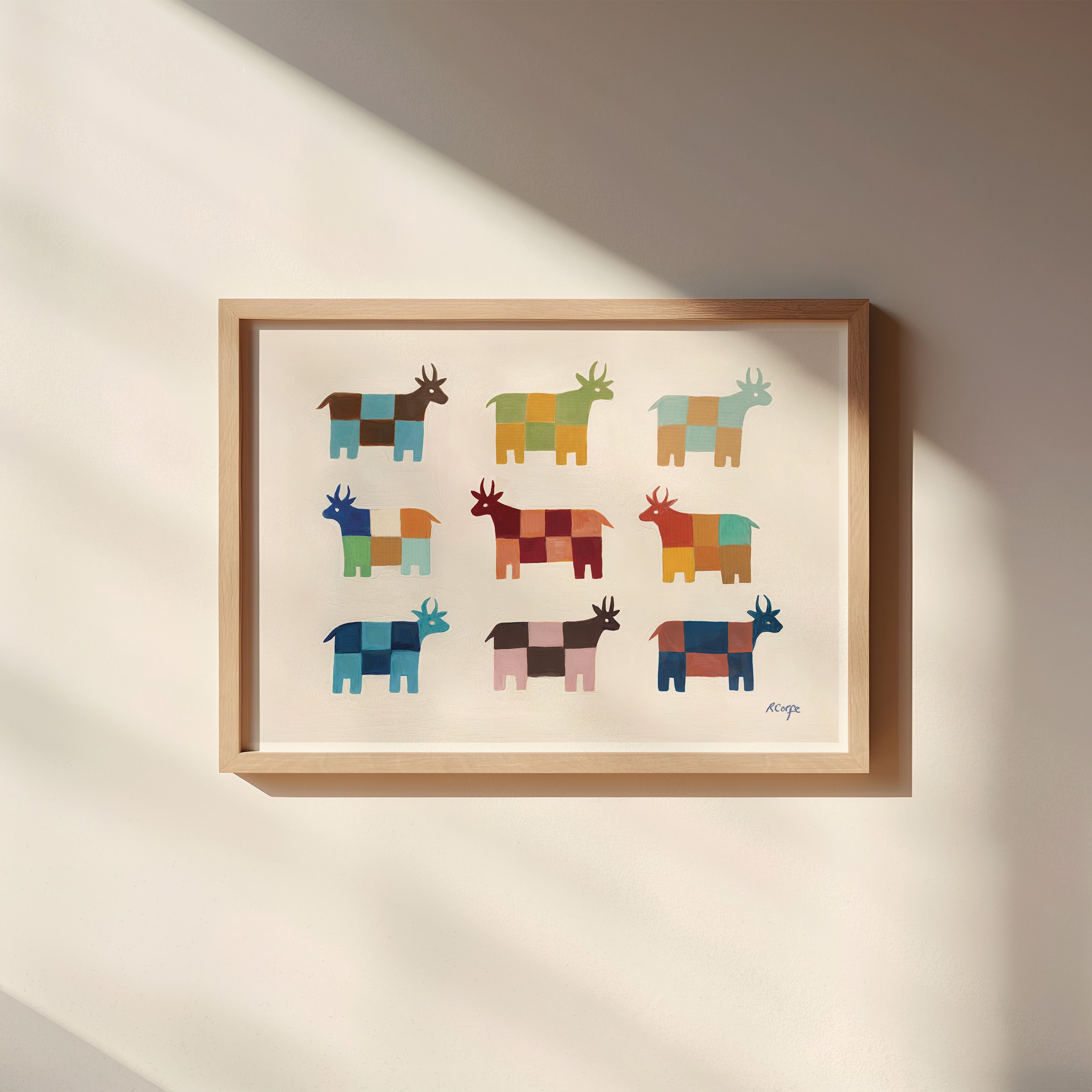 Cow Print, Colourful Cow Artwork, Patchwork Cow Print, Wall Art, - Etsy