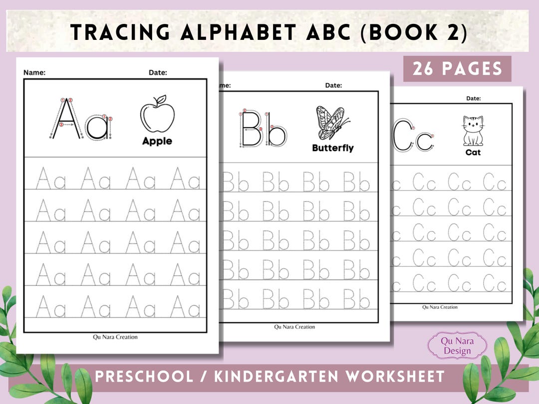 Tracing Alphabet ABC book 2 Printable Kindergarten Preschool Homeschool ...