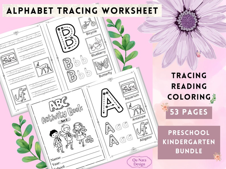 ABC Activity Book set 2 Printable Alphabet Tracing Uppercase Lowercase ...