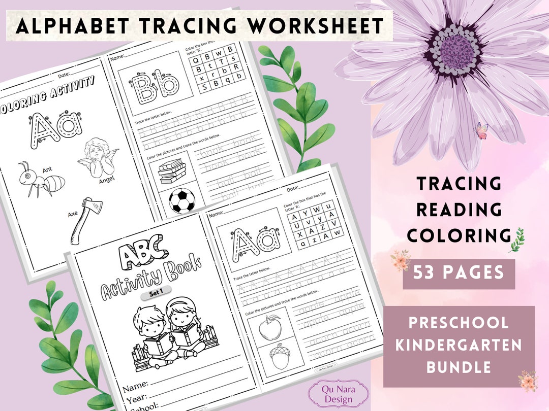 ABC Activity Book set 1 Printable Alphabet Tracing Uppercase Lowercase ...