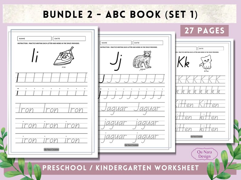 BUNDLE 2 : ABC Book (set 1) - Printable Kindergarten Preschool ...