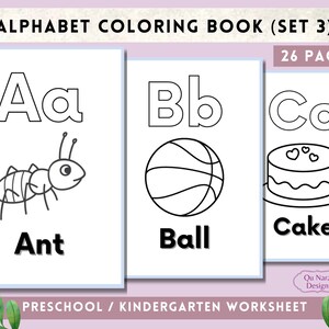 Alphabet Coloring Book set 3 Printable Kindergarten Preschool ...