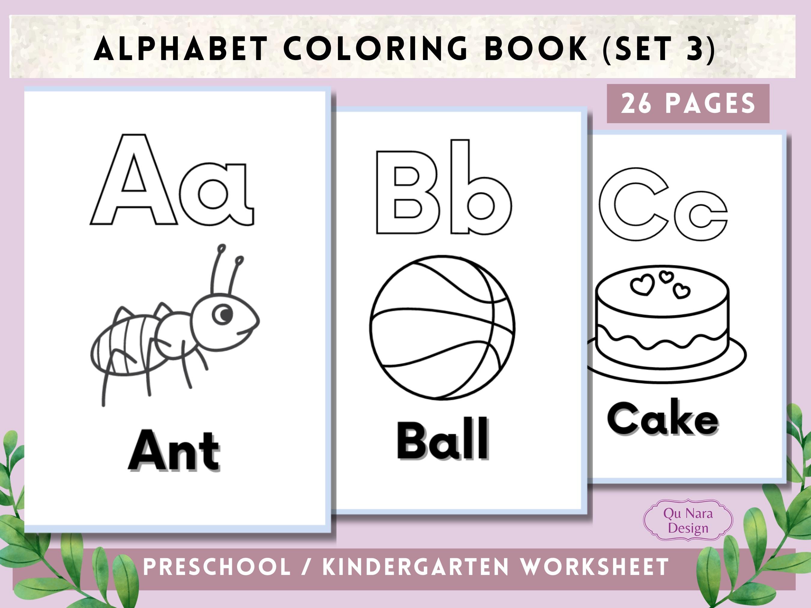 Alphabet Coloring Book set 3 Printable Kindergarten Preschool ...