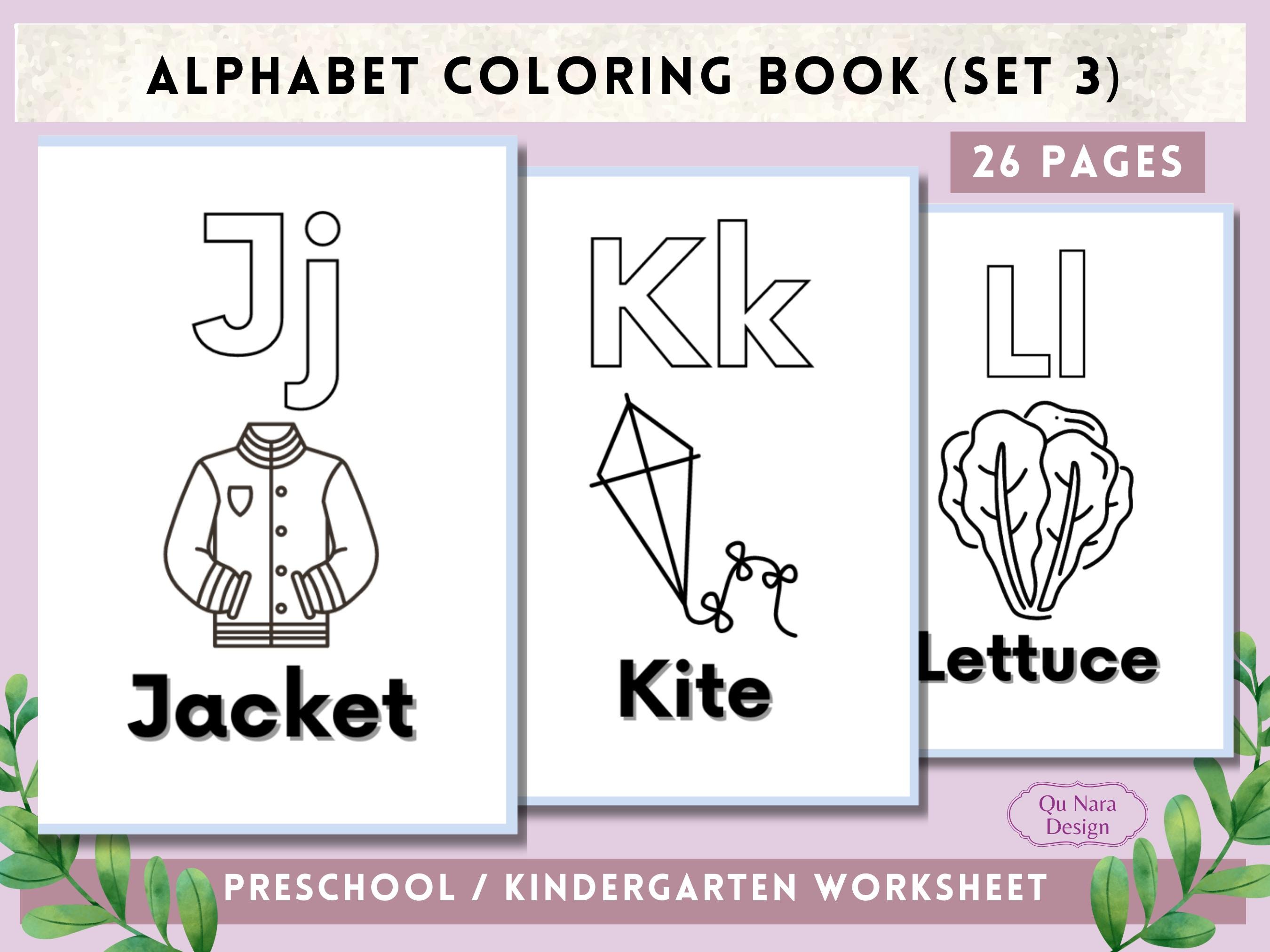 Alphabet Coloring Book set 3 Printable Kindergarten Preschool ...